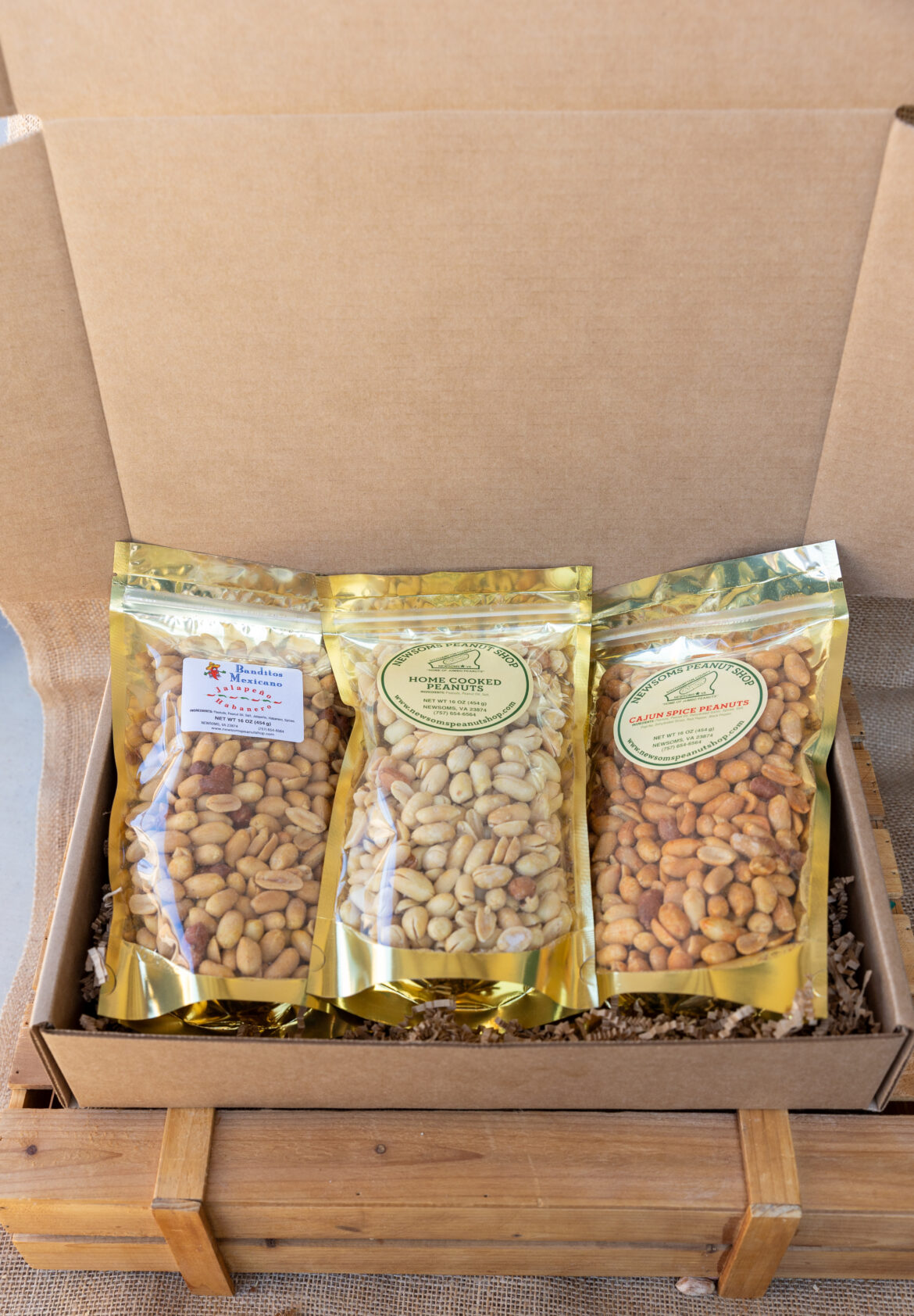 Three Pound Spicy Variety Peanut Gift Box | Newsoms Peanut Shop